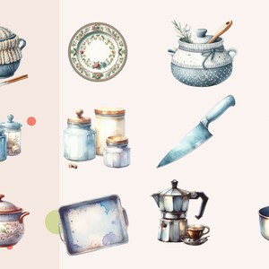 130 PNG Watercolor Kitchen Clipart Clipart, Watercolor Baking Supplies ...