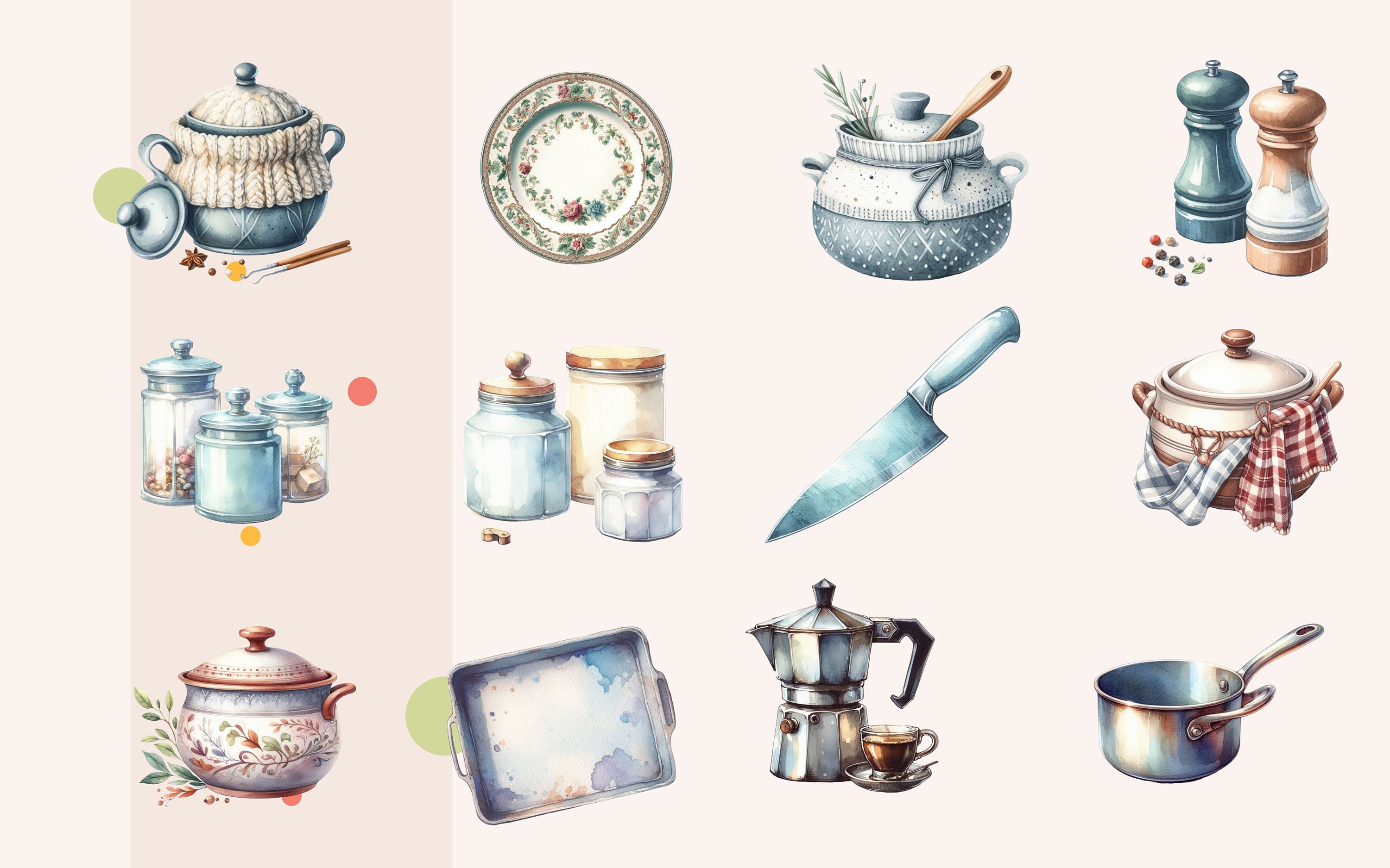130 PNG Watercolor Kitchen Clipart Clipart, Watercolor Baking Supplies ...