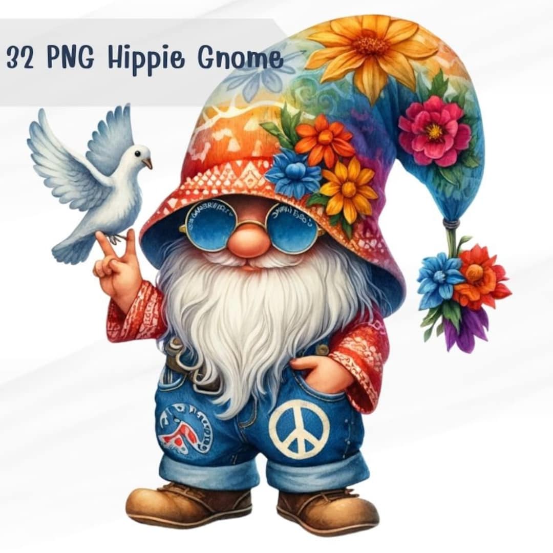 32 PNG Watercolor Hippie Gnome ,peace Gnome Png, Adorable Gnomes ...