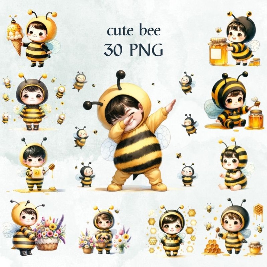 30 PNG Bee Girl, Clipart Bundle, Gift for Kids, Kids Animals Clipart ...