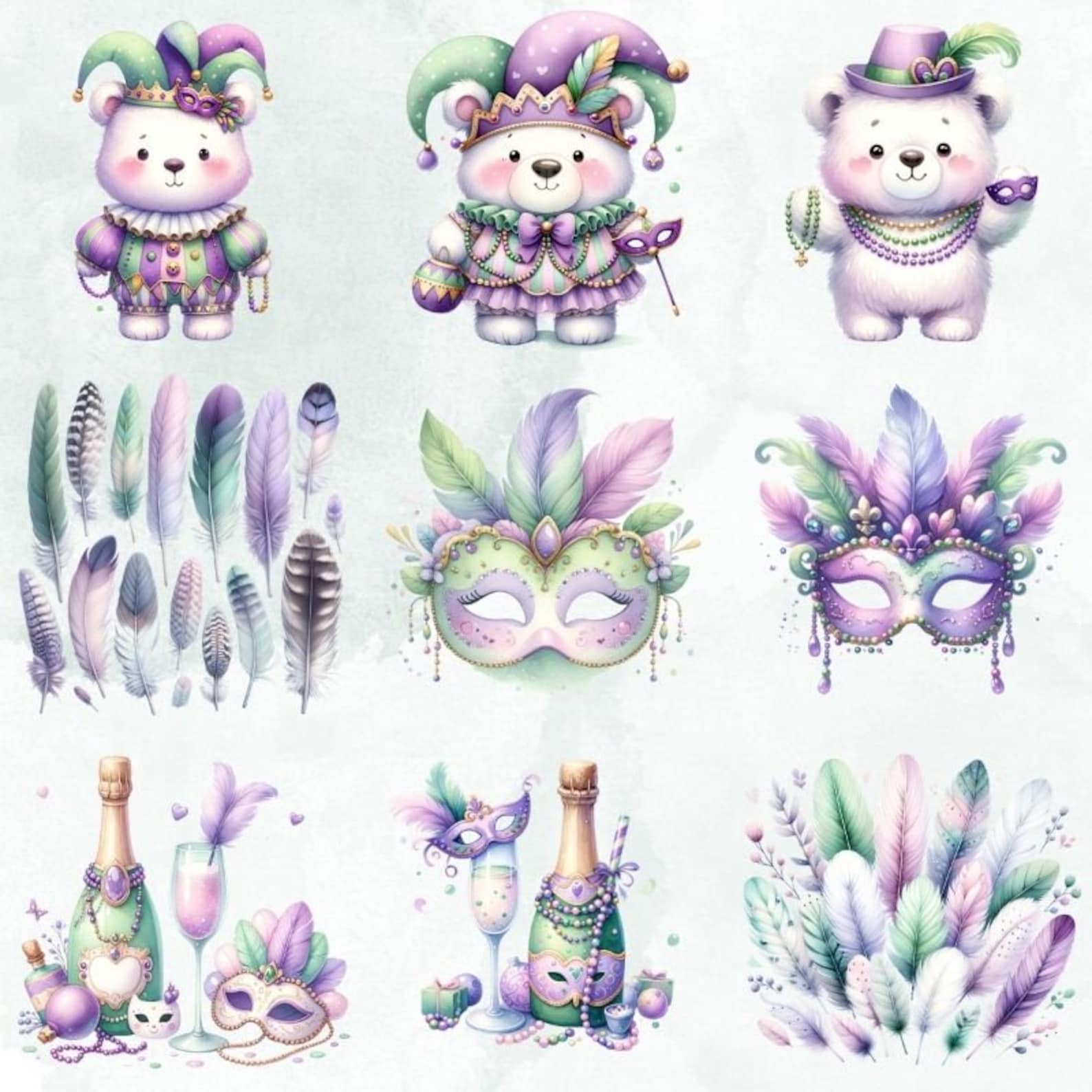 32 PNG Watercolor Mardi Gras , Cute Mardi Gras, Mardi Gras Clipart ...