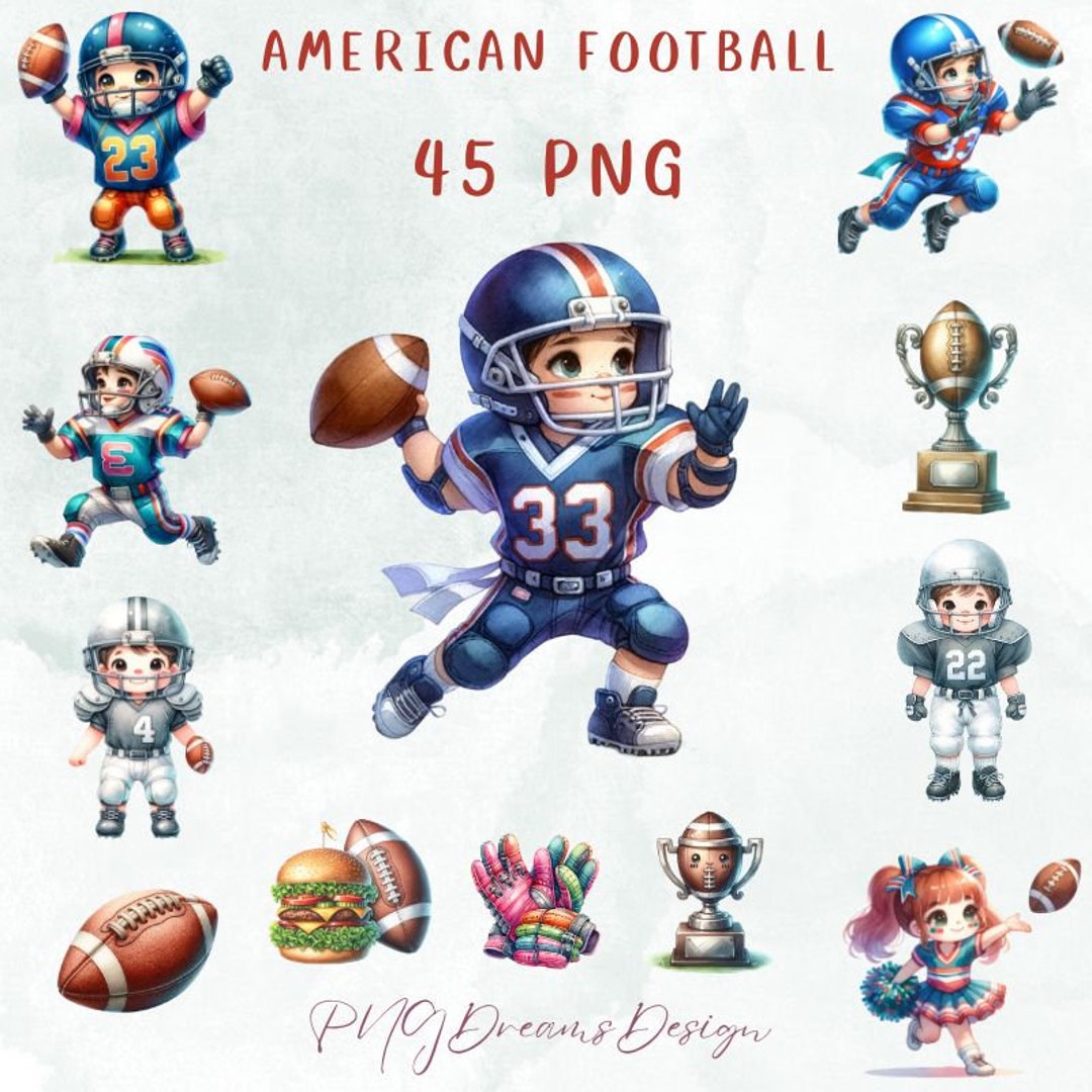 45 PNG American Football Clipart, Clipart Bundle, Gift for Kids, Sports ...