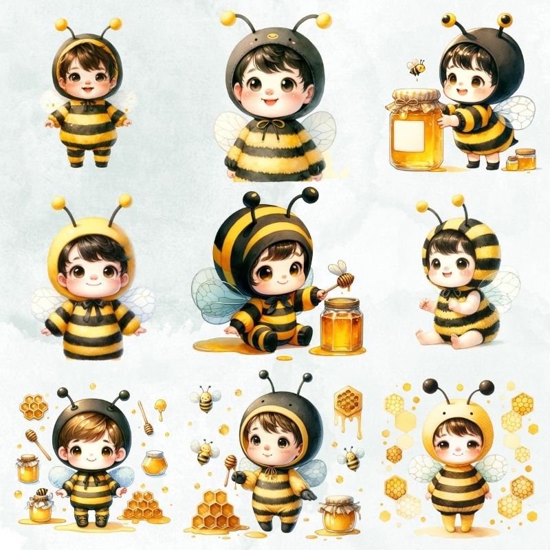30 PNG Bee Girl, Clipart Bundle, Gift for Kids, Kids Animals Clipart ...