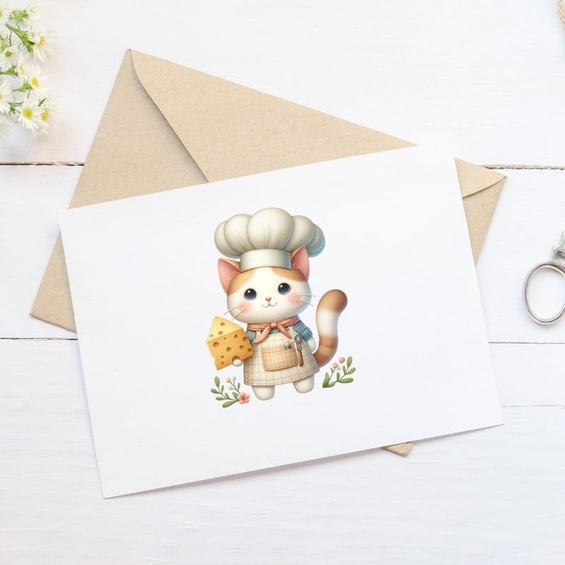 32 PNG Watercolor Cat Chef Clipart, Foodie, Food, Cute Cat Clipart, for ...