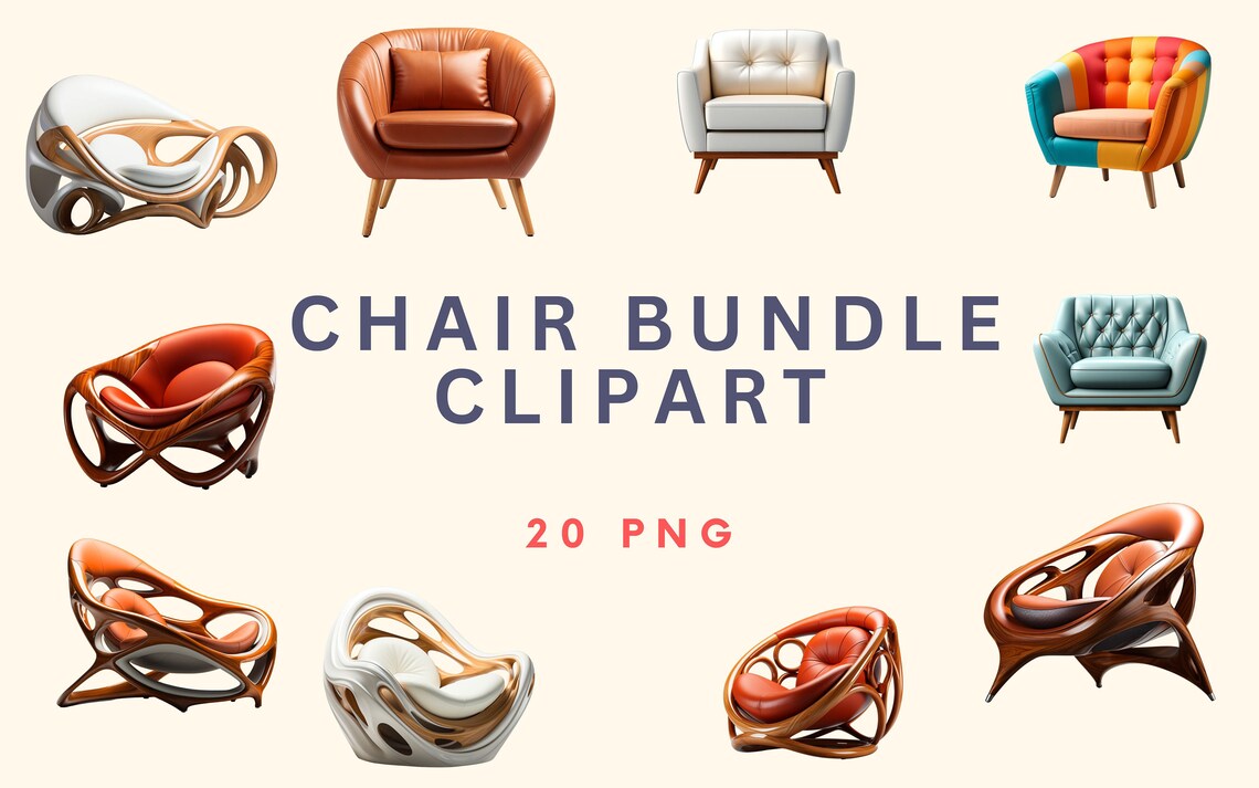 20 PNG Chair Clipart | Clipart Bundle -transparent Background Digital ...