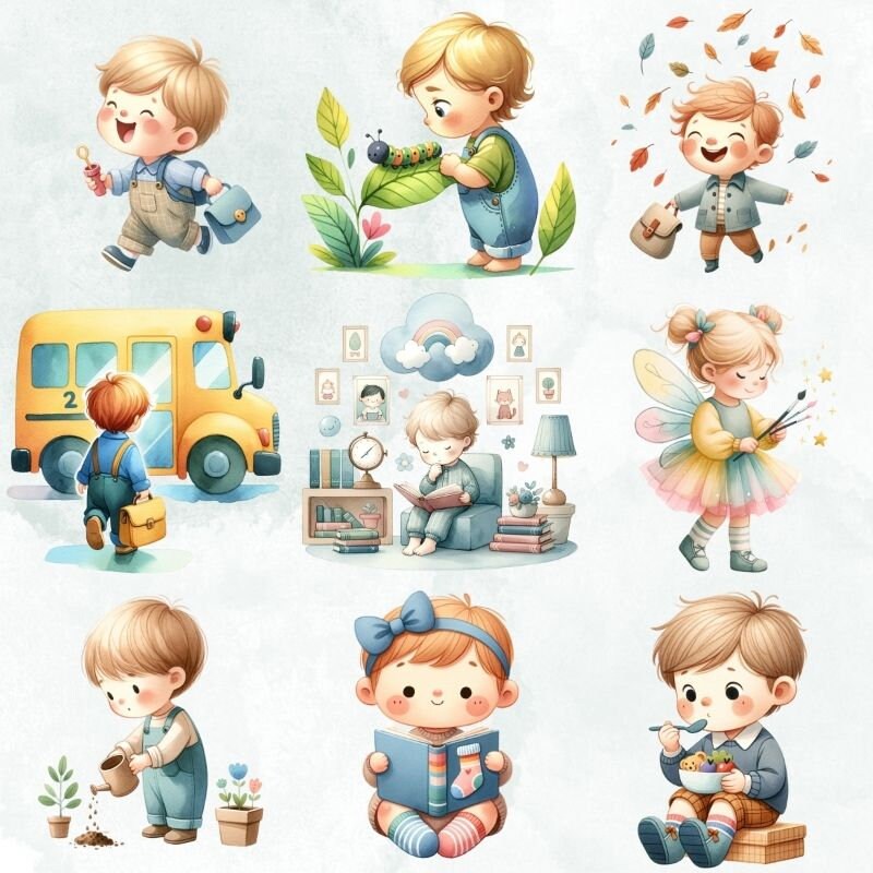 45 PNG Watercolor School Clipart, Cute School Kids, Cute School ...