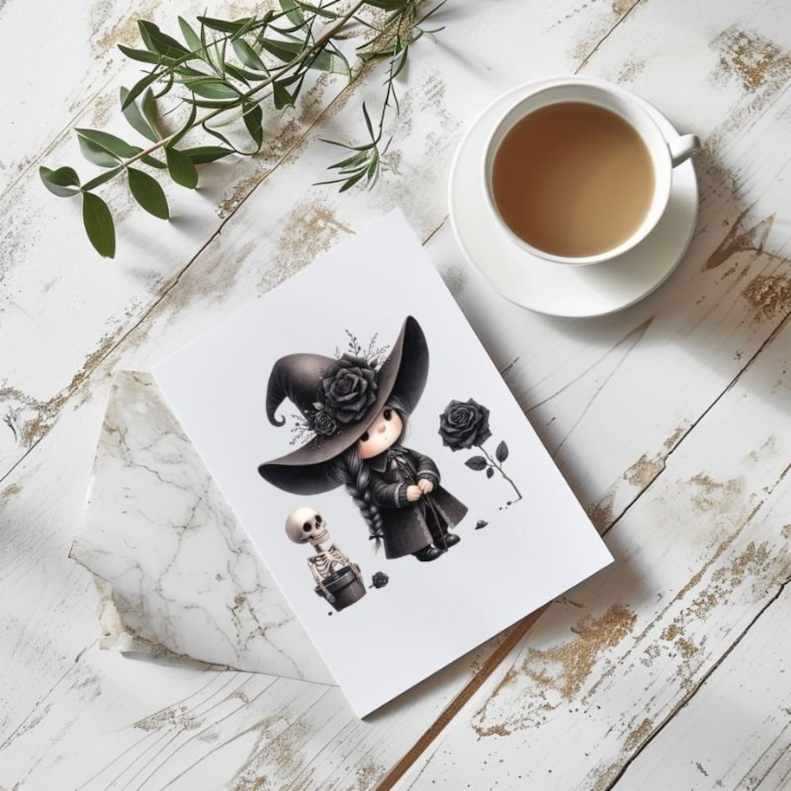 25 PNG Watercolor Gothic Girl Gnome, Gnome Dark, Design Download ...