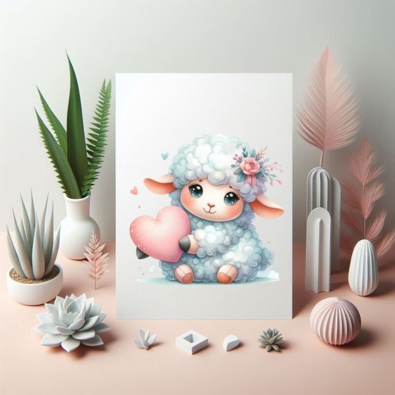 40 PNG Cute Sheep Clipart, Valentines Day, Nursery Clipart, Valentine ...