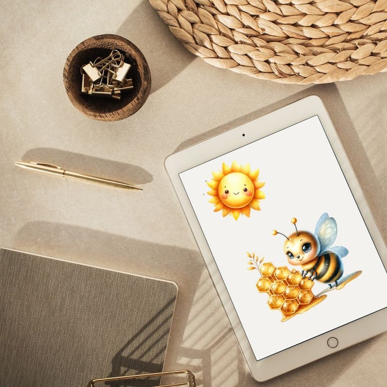 40 PNG Cute Bee, Clipart Bundle, Gift for Kids, Kids Animals Clipart ...