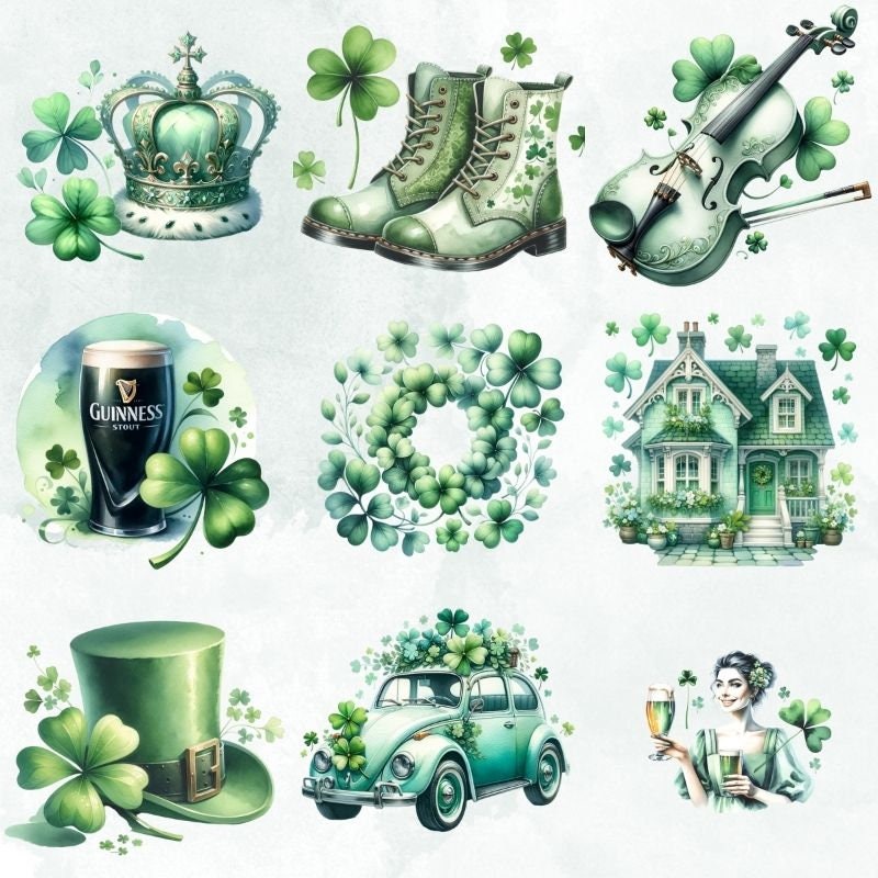 30 PNG Watercolor St. Patrick's Day Clipart, Cute Saint Patrick's Day ...