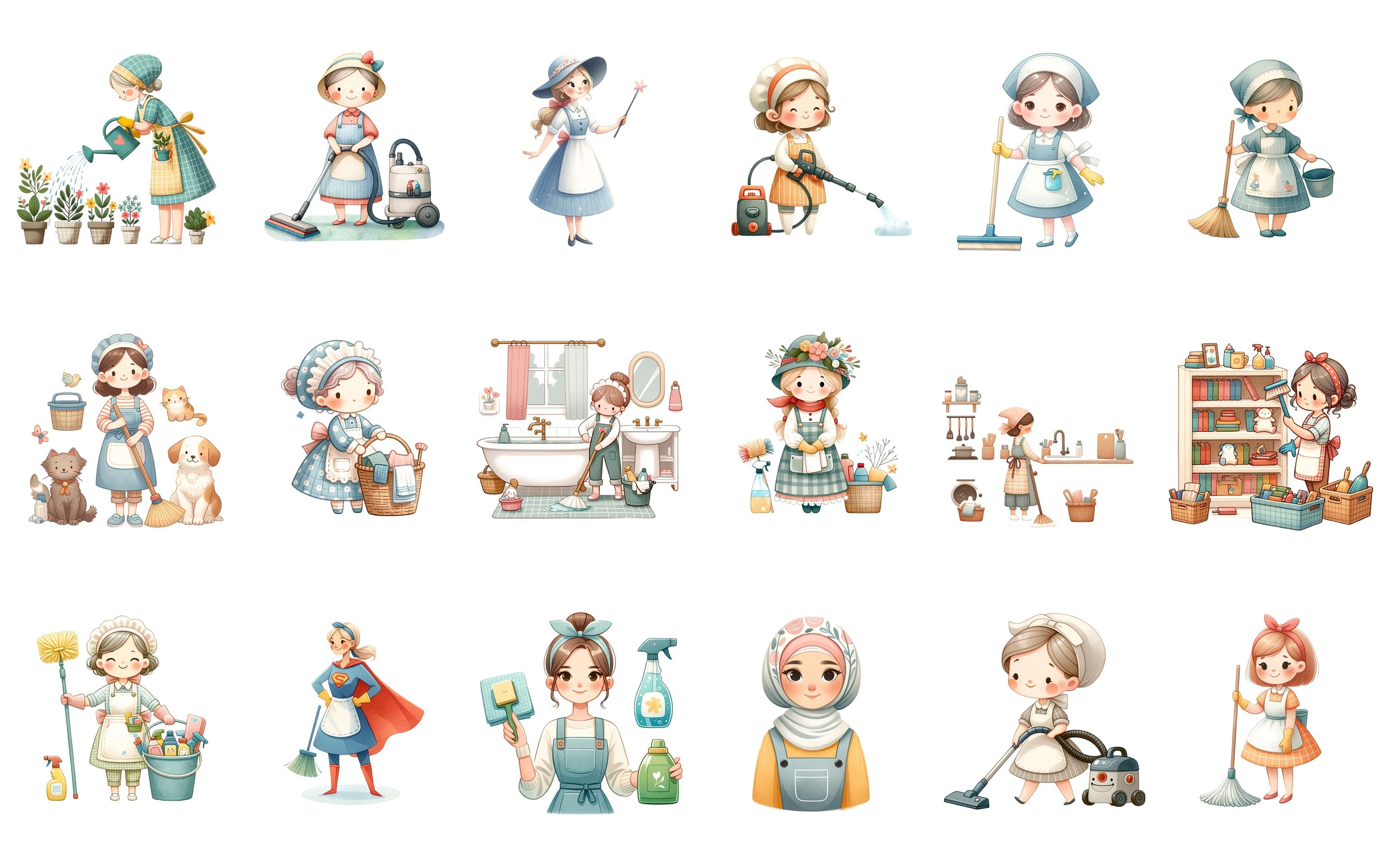 48 PNG Cleaning Lady Clipart,cleaning Mother Clipart, Housekeeping ...