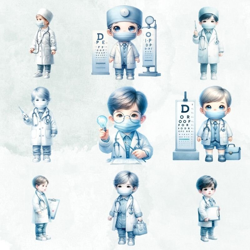 35 PNG Watercolor Medical Clipart Children's, Clipart Bundle, Gift for ...