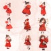 35 PNG Watercolor Girl Wearing a Red Dress, Clipart Bundle, Valentines ...