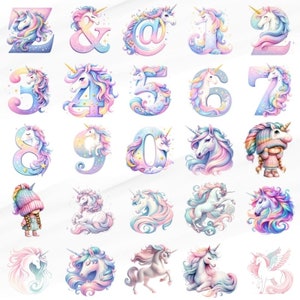 50 PNG Pastel Unicorn Alphabet 300dpi, Alphabet PNG, Alphabet ...