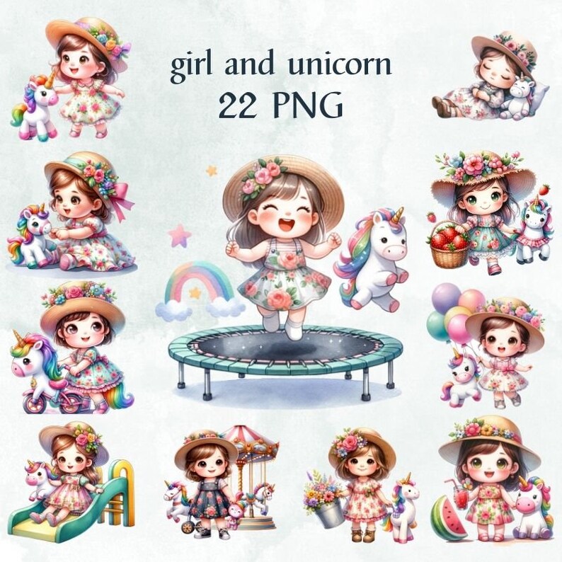 22 PNG Unicorn, Clipart, Girl and Unicorn , Nursery Clipart, Rainbow ...