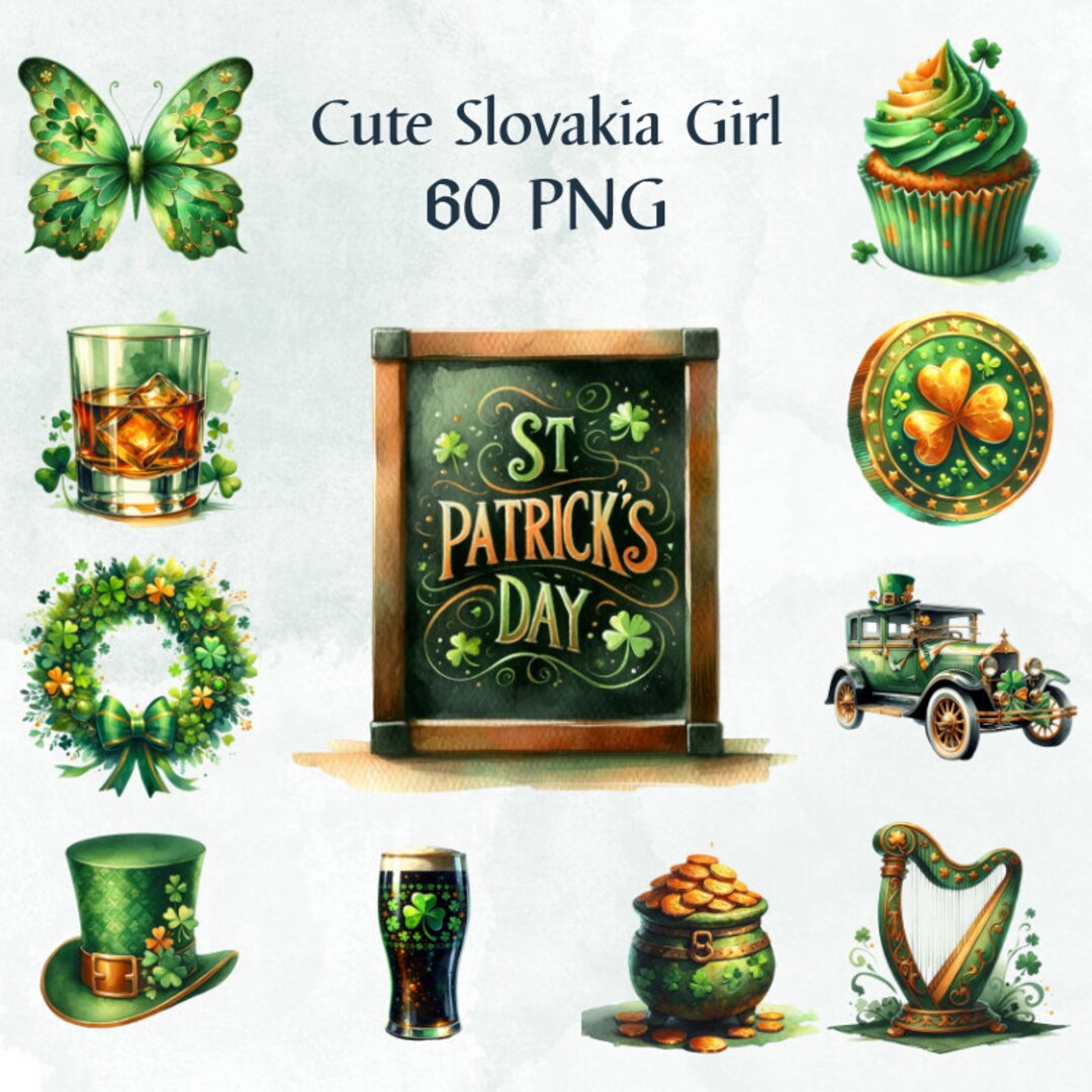60 PNG Watercolor St. Patrick's Day Clipart, Cute Saint Patrick's Day ...