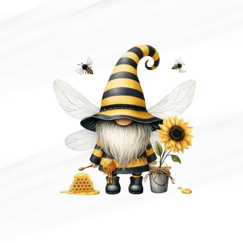 30 PNG Bee Gnome Clipart Bundle, Gnome Clipart, Springl, Clipart Bundle ...