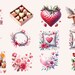 180 PNG Watercolor Valentine's Day Clipart, Clipart Bundle, Romantic ...