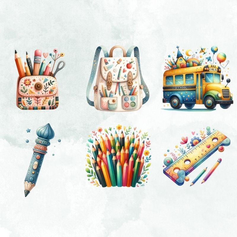 45 PNG Watercolor School Clipart, Cute School Kids, Cute School ...