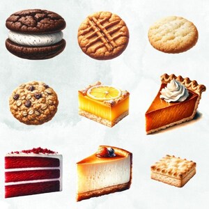 50 PNG Dessert Clipart,bread Clipart, Commercial Use, Watercolor ...