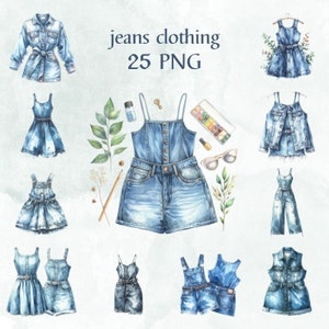 25 PNG Watercolor Denim Items, Love Denim Clipart, Denim Women, Jeans ...