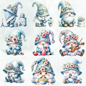 32 PNG Gnome Pastel, Flower Gnomes, Clipart Bundle, Cute Flower Gnomes ...