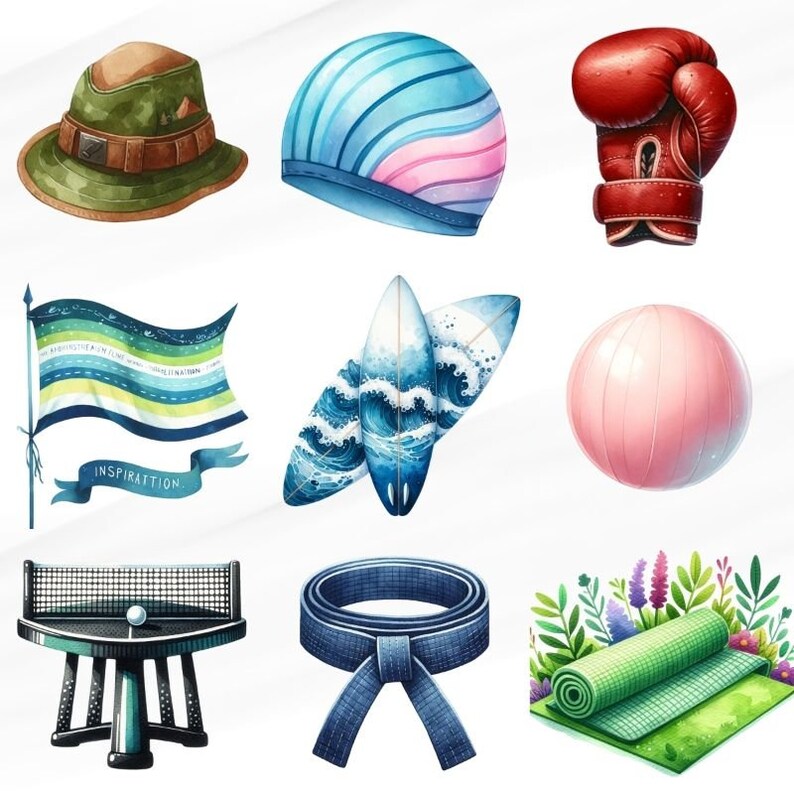 60 PNG Watercolor Sports Clipart, Soccer, Hockey, Tennis, Volleyball ...