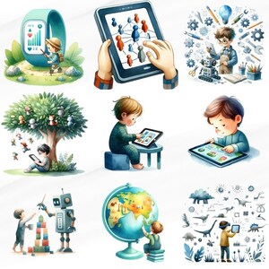 40 PNG Watercolor Children and Technology, Cute Kids, Cute Children ...