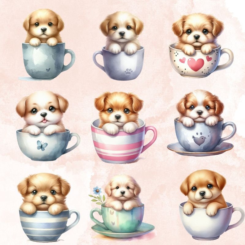 25 PNG Watercolor Cute Dog Clipart, Clipart Bundle, Transparent ...