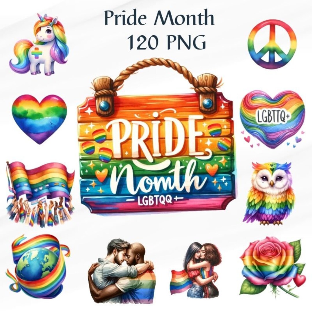 120 PNG Watercolor Pride Clipart,peace Love Pride Png, Bundle Pride ...