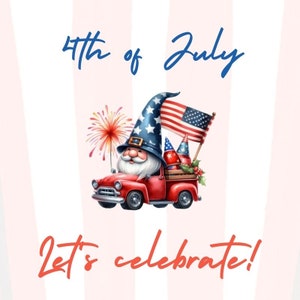 40 PNG 4th of July Watercolor Gnome, Gnomes Clipart, Independence Day ...