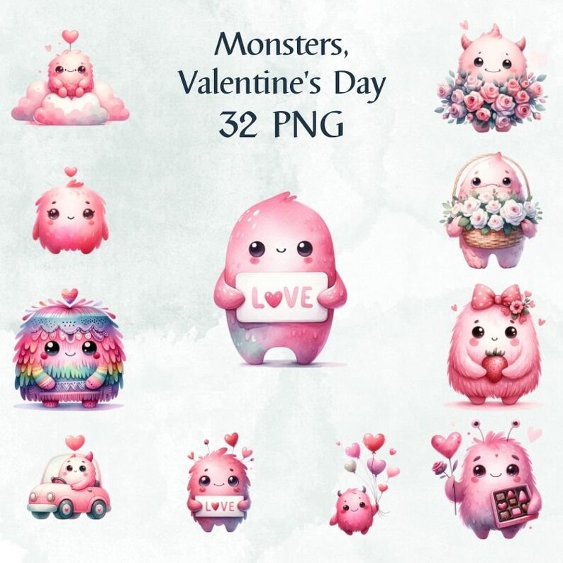 32 PNG Monsters Clipart Bundle ,monsters Clipart, Nursery Decoration ...