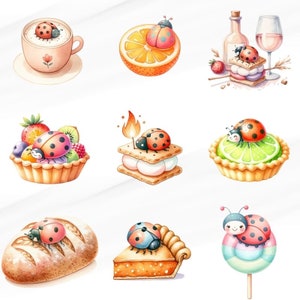 30 PNG Watercolor Ladybug Clipart, Watercolor Food ,cute Ladybug Food ...