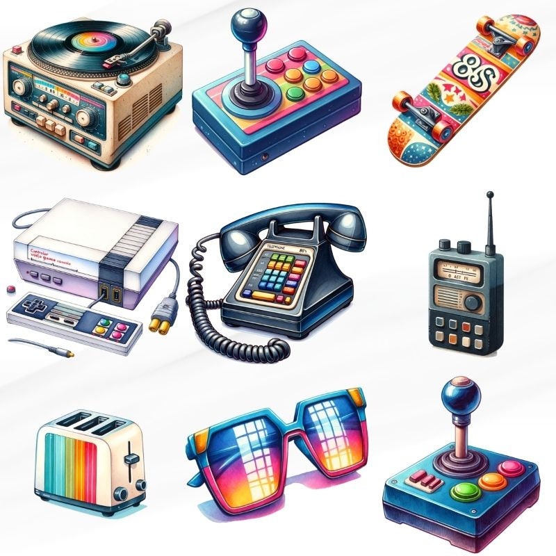 42 PNG Retro 80's Digital Clipart, Retro Digital Clipart, Notability ...