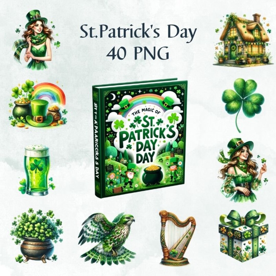 40 PNG Watercolor St. Patrick's Day Clipart, Cute Saint Patrick's Day ...
