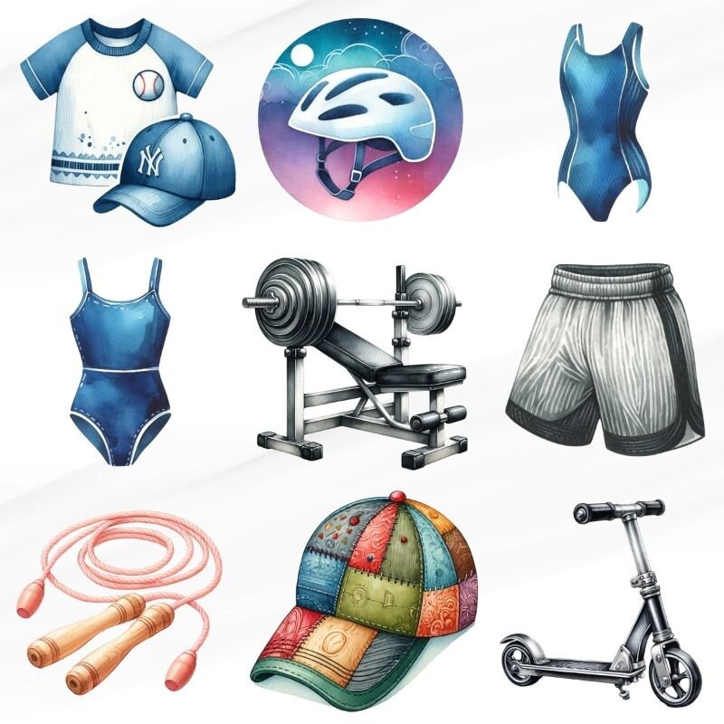 60 PNG Watercolor Sports Clipart, Soccer, Hockey, Tennis, Volleyball ...