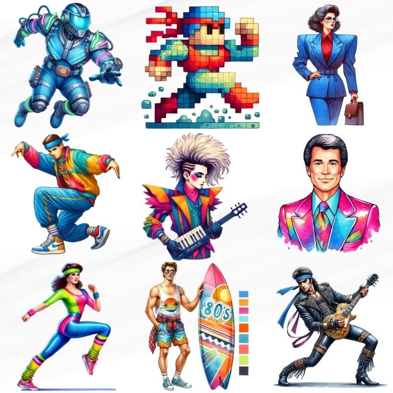 42 PNG Retro 80's Digital Clipart, Retro Digital Clipart, Notability ...