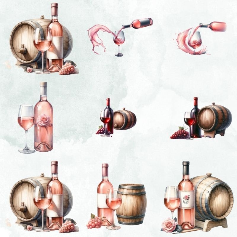 40 PNG Watercolor Wine Clipart , Clipart Bundle, White Wine Clipart ...