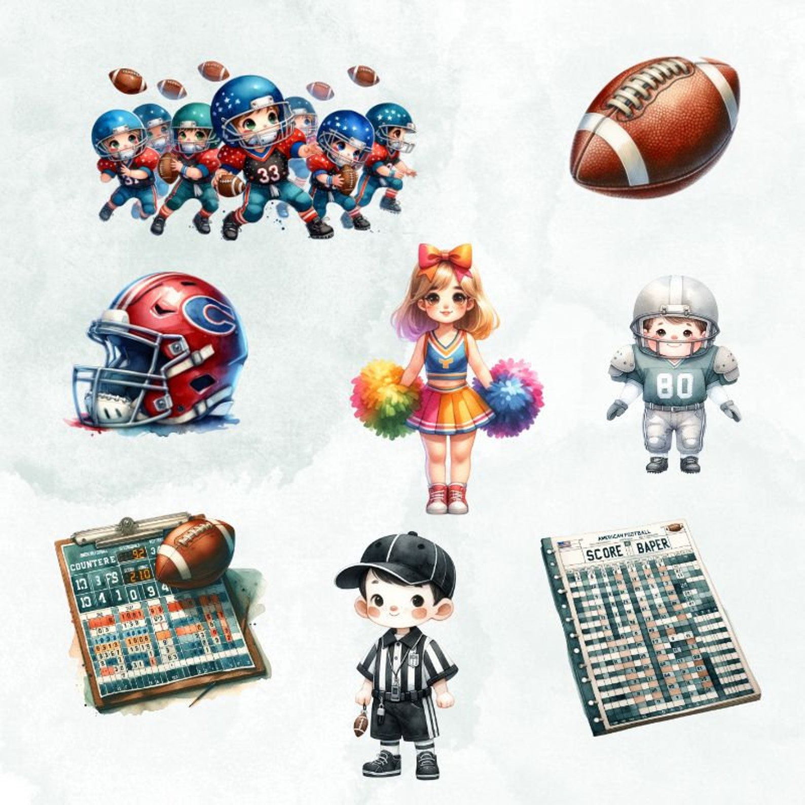 45 PNG American Football Clipart, Clipart Bundle, Gift for Kids, Sports ...