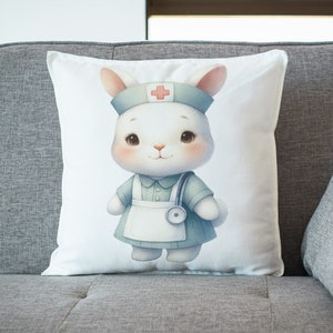 30 PNG Watercolor Bunny Nurse Clipart, Nurse Bunny Png, Gifts for Girls ...