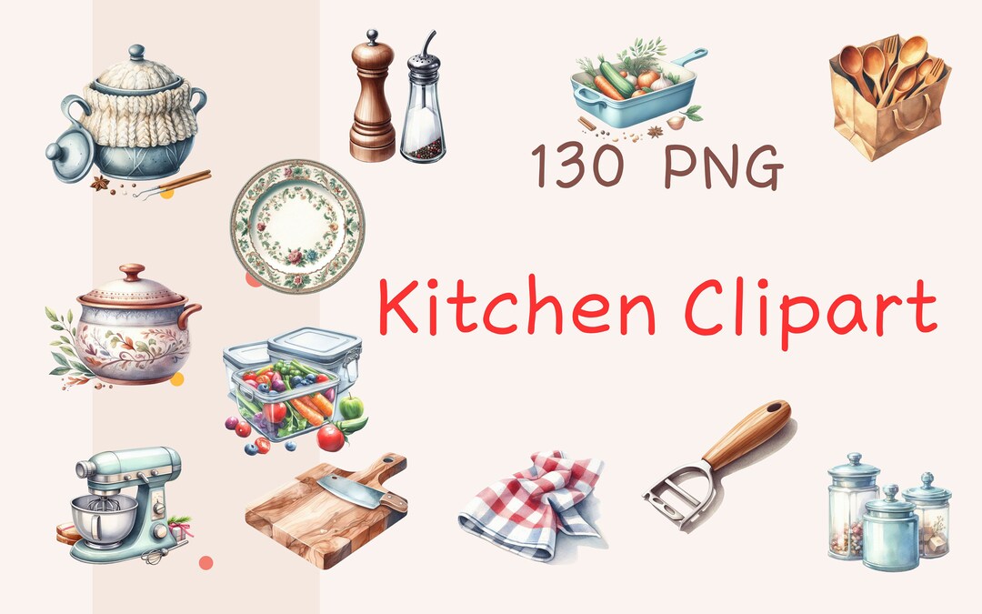 130 PNG Watercolor Kitchen Clipart Clipart, Watercolor Baking Supplies ...