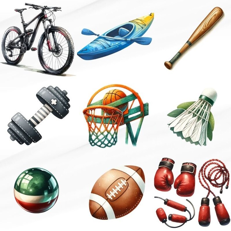 60 PNG Watercolor Sports Clipart, Soccer, Hockey, Tennis, Volleyball ...
