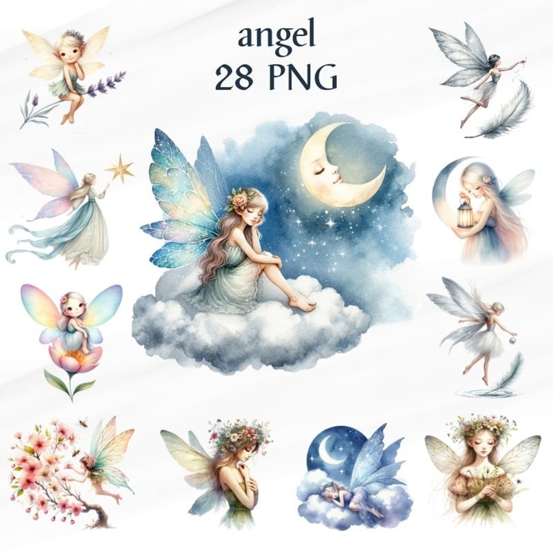 25 PNG Watercolor Angel, Sublimation Design Download,angel Invitation ...