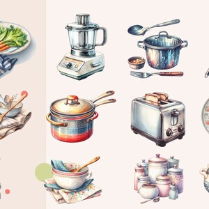 130 PNG Watercolor Kitchen Clipart Clipart, Watercolor Baking Supplies ...