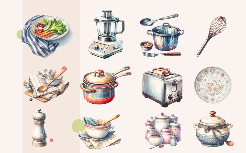 130 PNG Watercolor Kitchen Clipart Clipart, Watercolor Baking Supplies ...