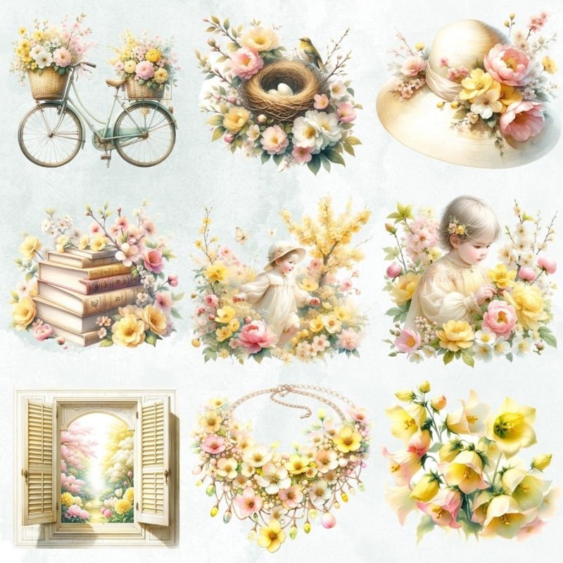 45 PNG Spring Flowers, Clipart Bundle, Flowers Clipart, Watercolor ...