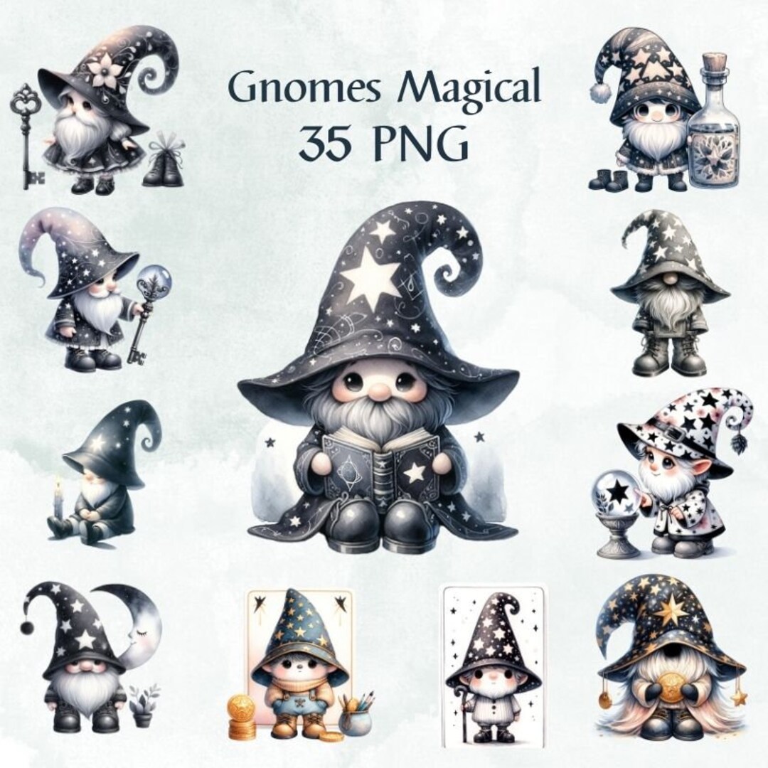35 PNG Gnomes Magical, Flower Gnomes, Clipart Bundle, Cute Flower ...
