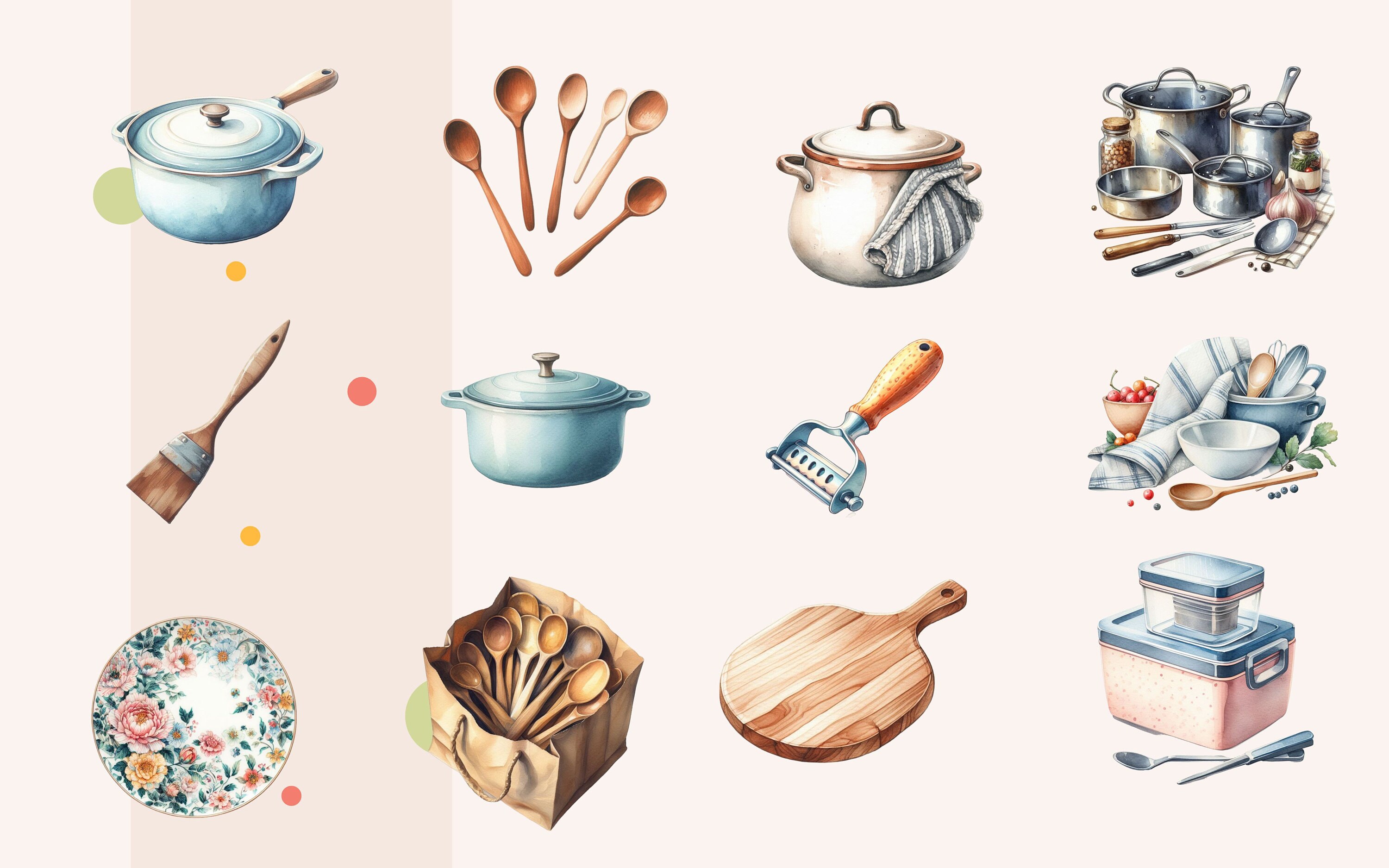 130 PNG Watercolor Kitchen Clipart Clipart, Watercolor Baking Supplies ...