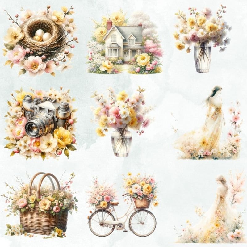 45 PNG Spring Flowers, Clipart Bundle, Flowers Clipart, Watercolor ...