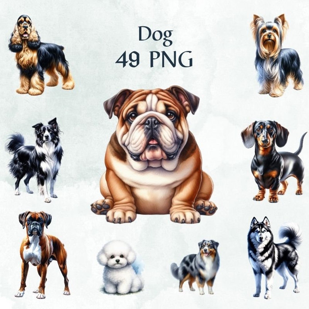 49 PNG Watercolor Dog Clipart, Cute Dogs, Gift for Kids, Kids Animals ...